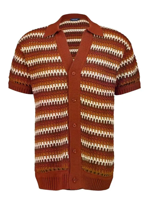 Frescobol Carioca Pinto Crochet Striped Shirt - Brown