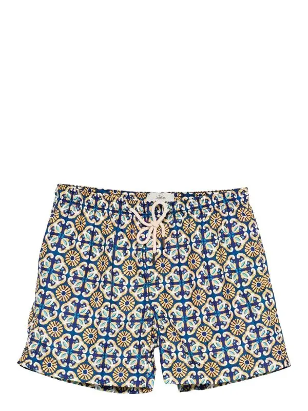 PENINSULA SWIMWEAR Patterned Drawstring Swim Shorts - Blue