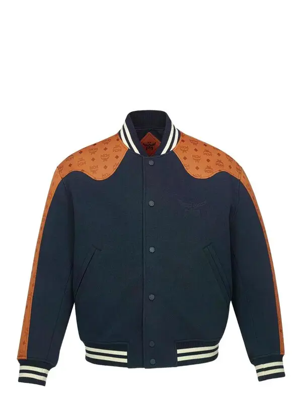 Mcm Ponte Varsity Monogram Bomber Jacket - Blue