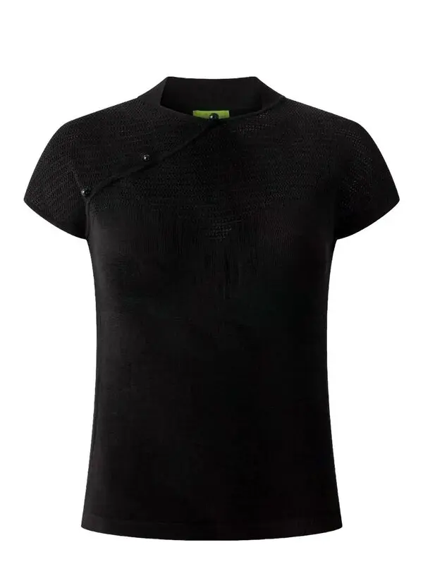 Shanghai Tang Button-detail Silk T-shirt - Black