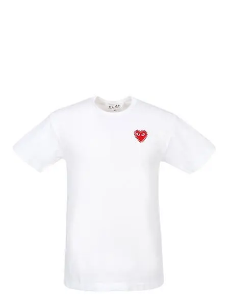 Comme Des Garçons Rhinestone Heart Short Sleeve T-shirt - White