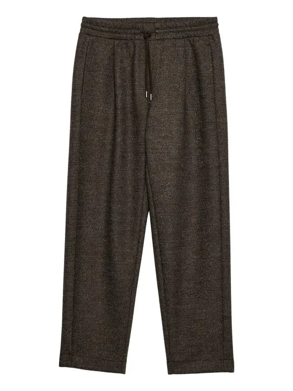 Banana Republic Relaxed Herringbone Pull-on Pant - Brown Herringbone