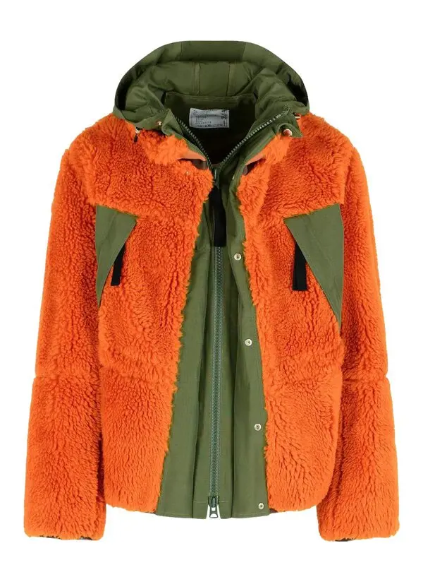 Sacai Sherling Wool-blend Jacket - Orange