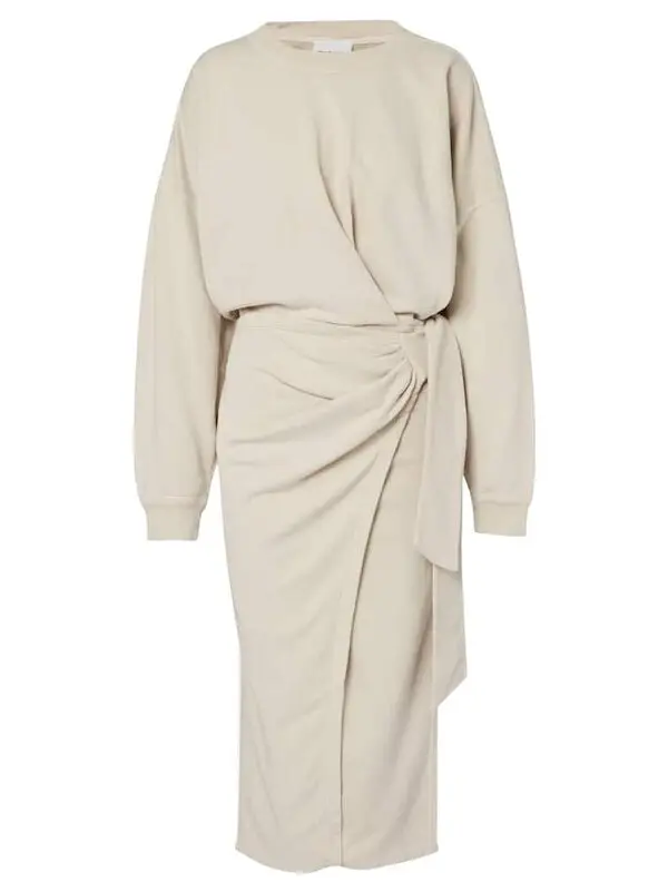 MARANT ETOILE Draped Cotton Jersey Dress - Beige