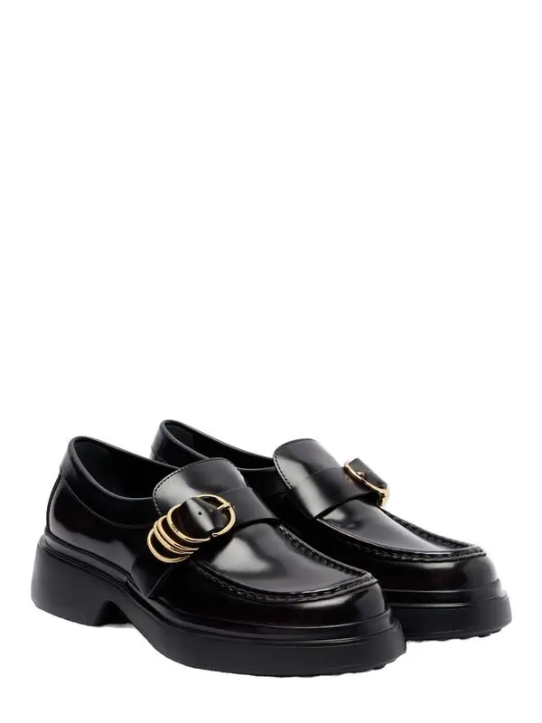 TOD'S Leather Buckled Loafers - Black