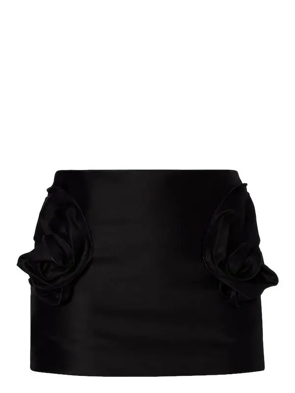 Magda Butrym Floral-applique Cotton Miniskirt - Black
