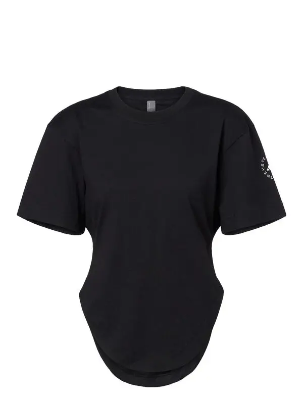 Adidas By Stella McCartney Gathered Organic Cotton T-shirt - Black