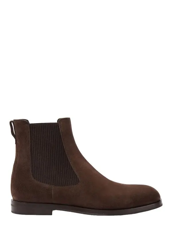 Manolo Blahnik Sempione Suede Chelsea Boots - Brown