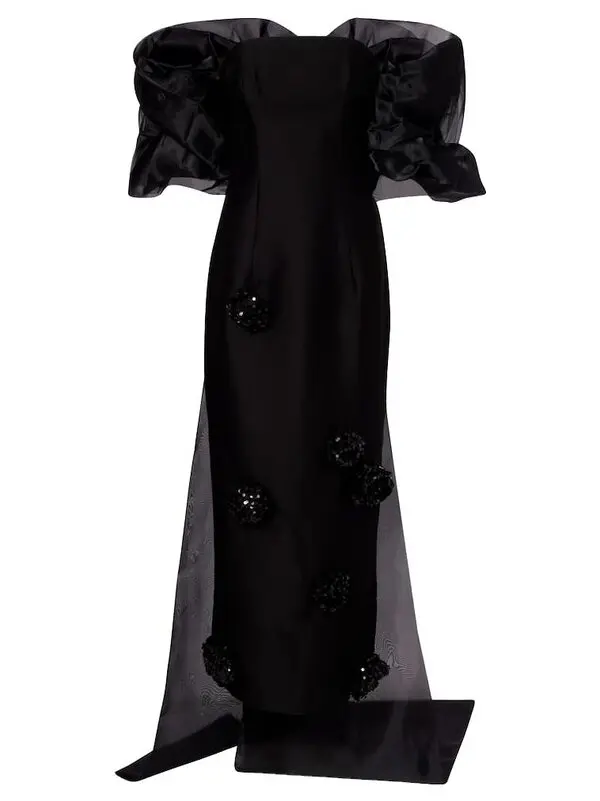LEO LIN Zayna Sequined Gown And Cape Set - Black