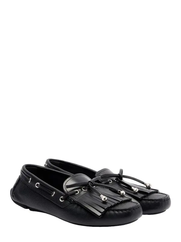 JIMMY CHOO Manon Leather Boat Shoes - Black