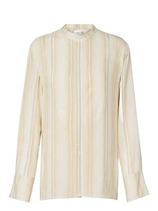 Victoria Beckham Striped Silk-blend Shirt - Beige