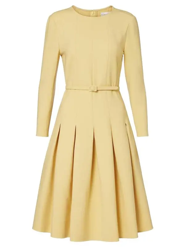 Oscar De La Renta Pleated Crepe Midi Dress - Yellow