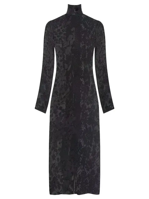 MARINE SERRE Floral-print Tie-neck Maxi Dress - Black