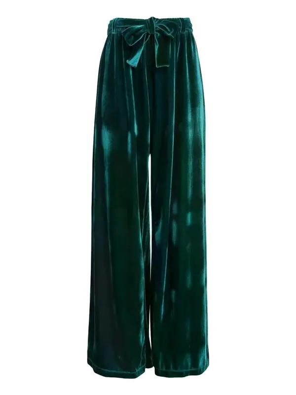 AMIR SLAMA Velvet Palazzo Trousers - Green