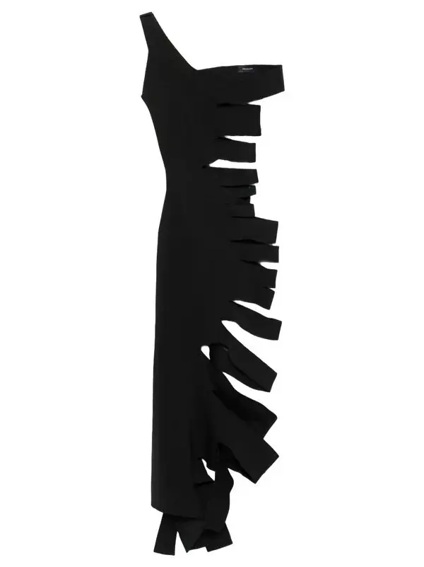 MUGLER Cut-out One-shoulder Dress - Black