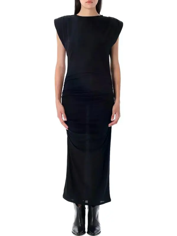 MARANT ETOILE Padded-shoulder Midi Dress - Black