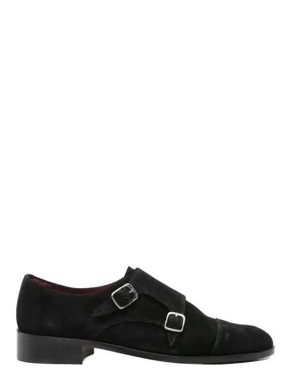SOMMET Suede Double Monk Strap Shoes - Black