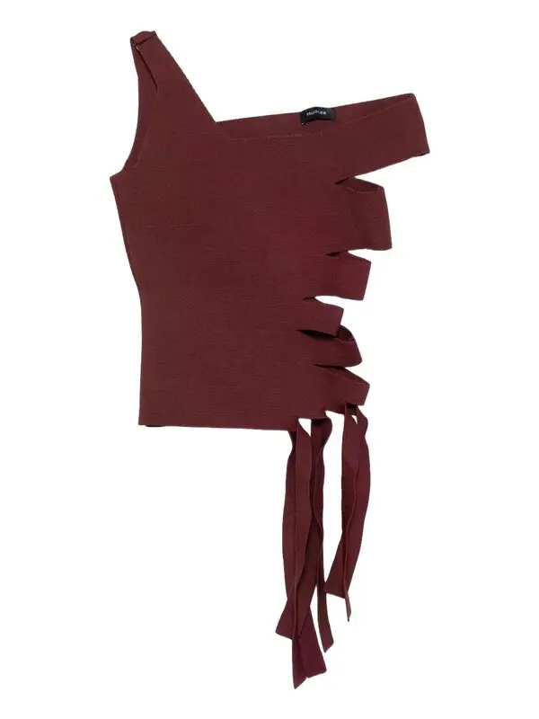 MUGLER One-shoulder Cut-out Top - Red