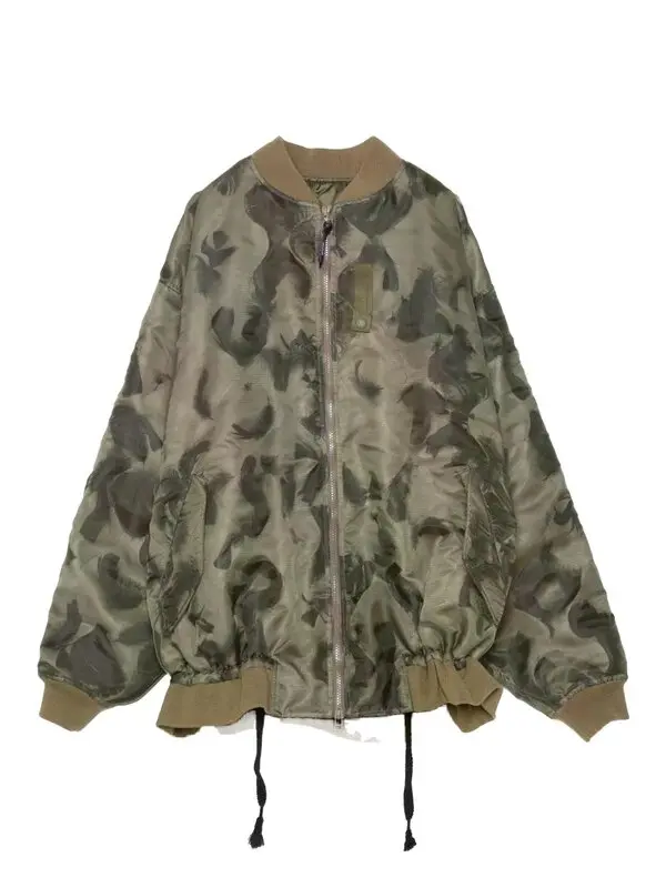 YOSHIOKUBO Feather-print Bomber Jacket - Green