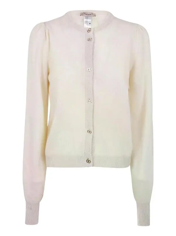 TWINSET Puff-sleeve Button Cardigan - Neutrals