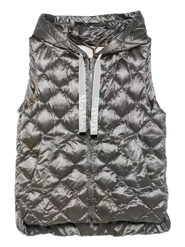 Max Mara Quilted Hooded Gilet - Grey