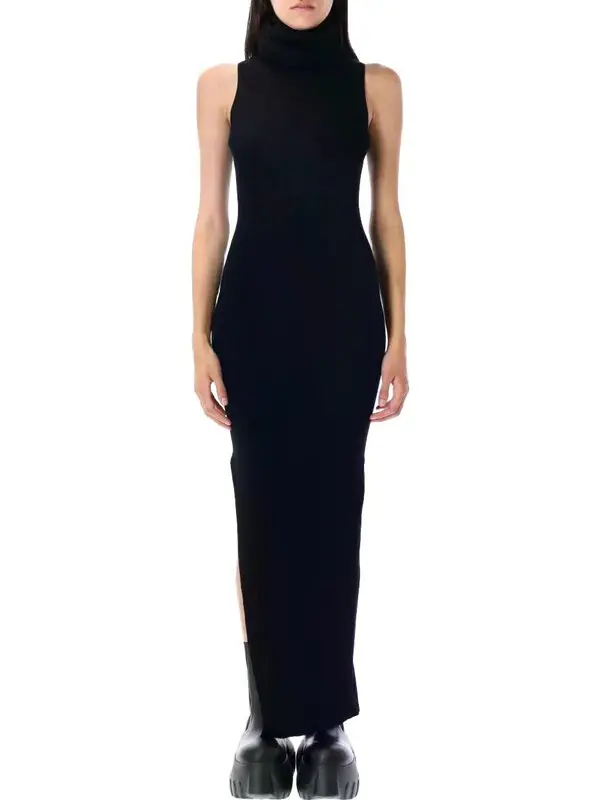 Rick Owens Ribbed Turtleneck Mini Dress - Black