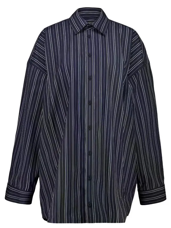 Balenciaga Stripe Cotton Shirt Dress - Blue