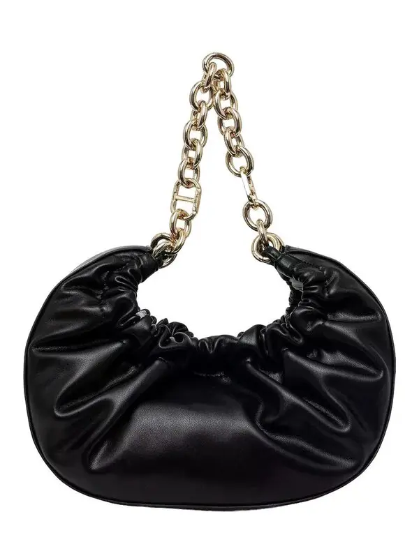 TWINSET Gathered Tote Bag With Chain Strap - Black