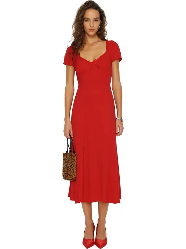 REFORMATION Afton Midi Dress - Red