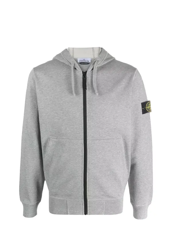 Stone Island Compass-motif Cotton Hoodie - Grey