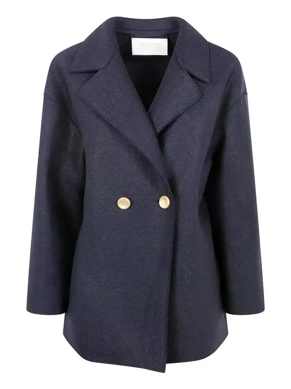 Harris Wharf London Double-breasted Wool Coat - Blue