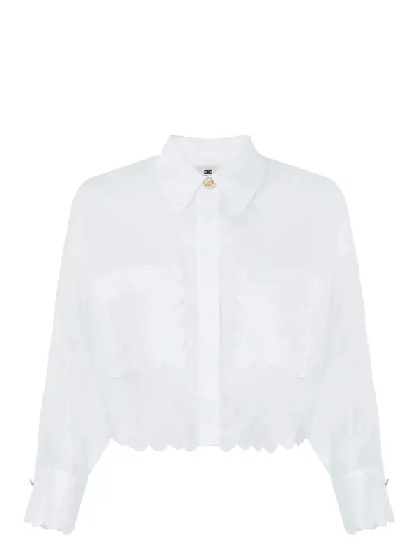 Elisabetta Franchi Scallop-trimmed Cotton Shirt - Blue