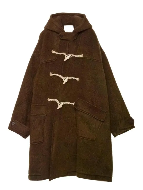 YOSHIOKUBO Hooded Toggle Wool Coat - Brown