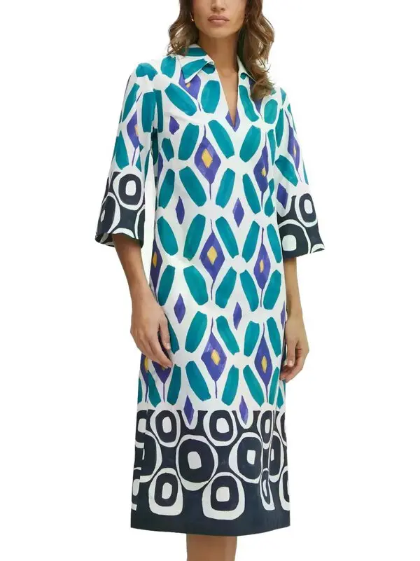 Luisa Spagnoli Printed Midi Dress - Blue