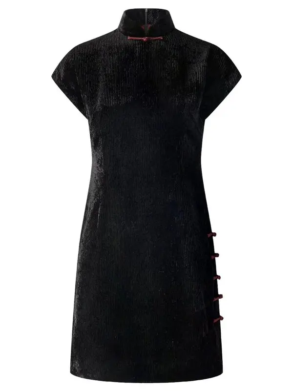 Shanghai Tang Velvet Mandarin-collar Party Dress - Black