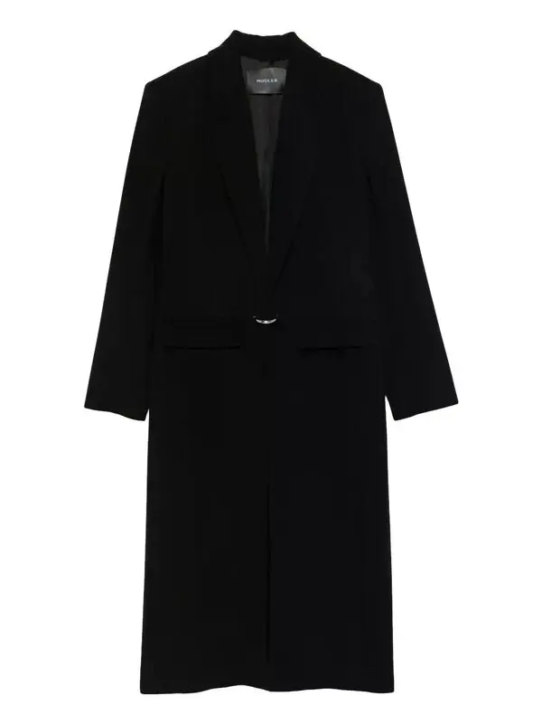 MUGLER Single-breasted Ring-fastening Coat - Black