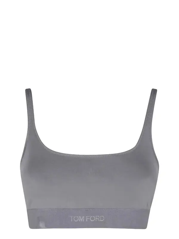 TOM FORD Logo-detail Bra - Grey