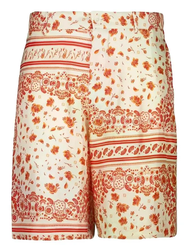 Fendi Bandana-print Silk Shorts - White