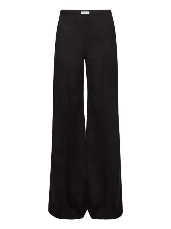 Nina Ricci Wide Leg Wool Trousers - Black