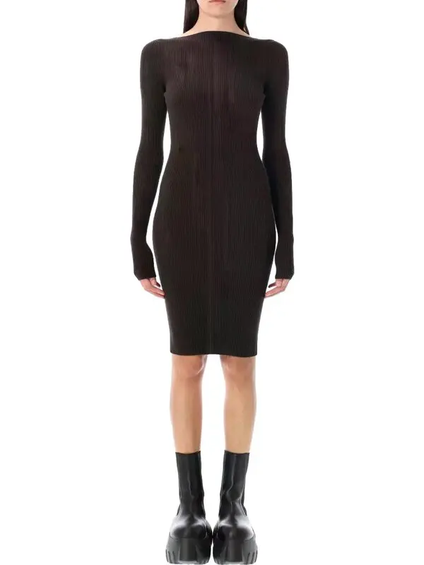 Rick Owens Ribbed Knit Open-back Mini Dress - Brown