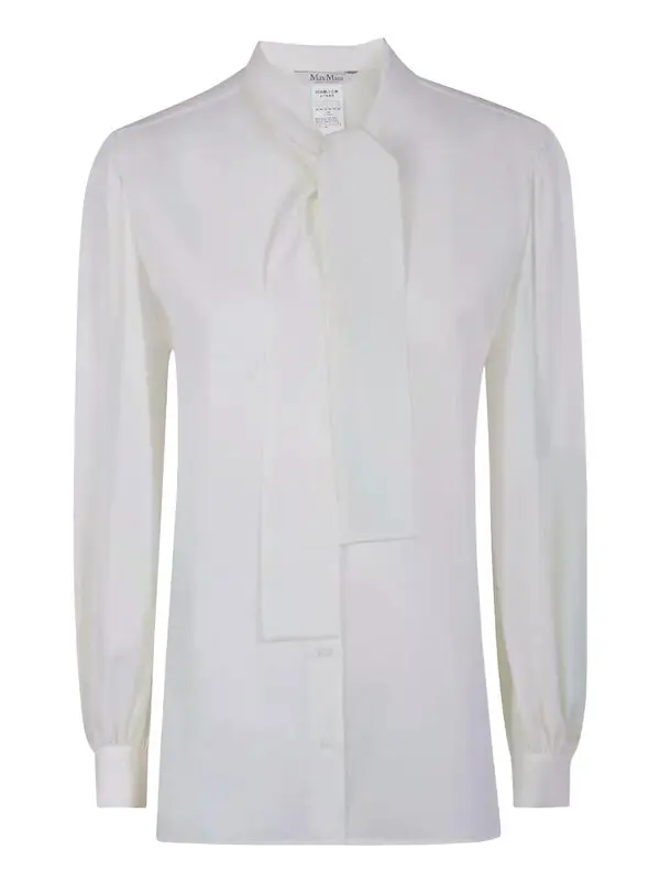 Max Mara Tie-neck Puff-sleeve Shirt - White