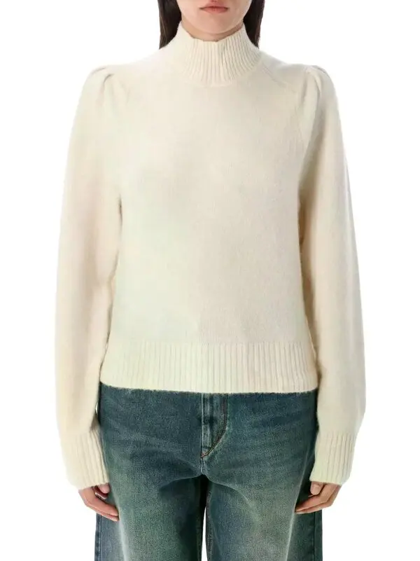 MARANT ETOILE Turtleneck Puff-shoulder Jumper - Neutrals