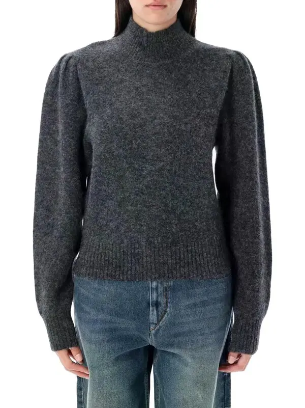 MARANT ETOILE Turtleneck Puff-sleeve Sweater - Grey