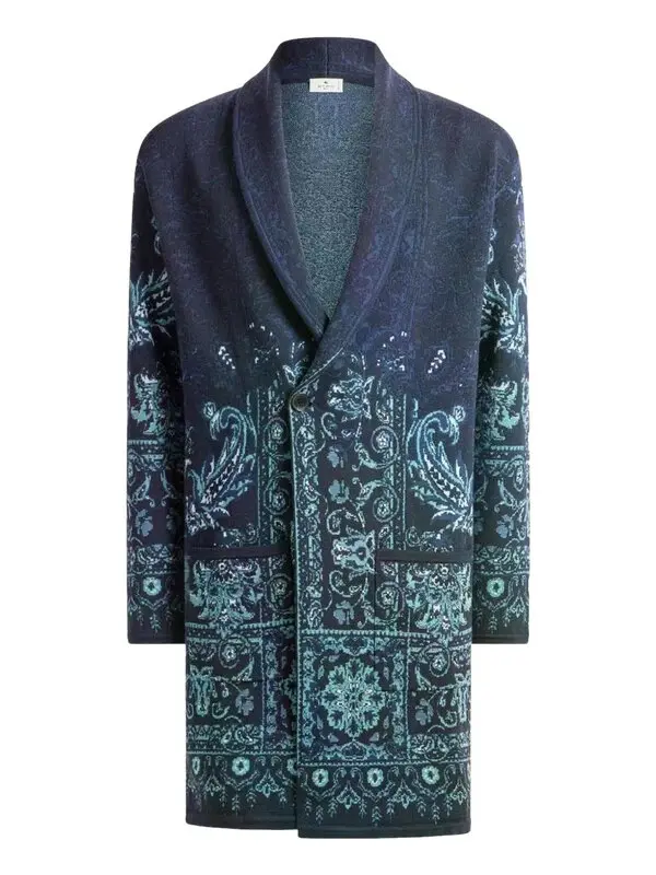 Etro Paisley Jacquard Cardigan - Blue