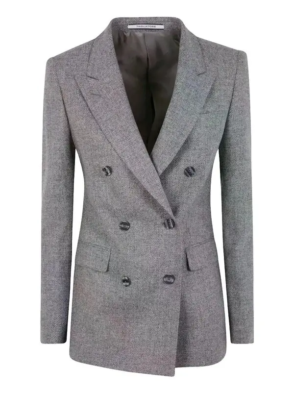 Tagliatore Herringbone Double-breasted Jacket - Grey