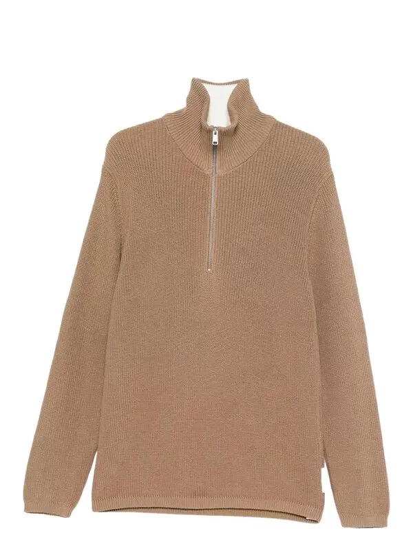 Marc O'polo High-neck Zip-up Sweater - Neutrals