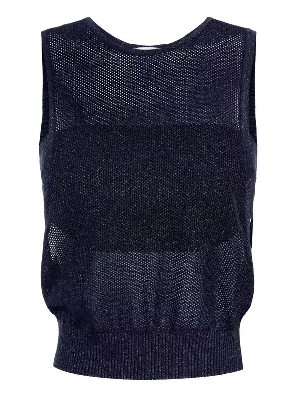 Elisabetta Franchi Mesh-knit Cropped Top - Blue