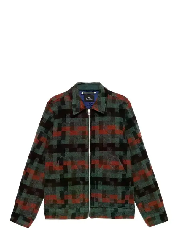 Paul Smith Geometric-pattern Wool Jacket - Green