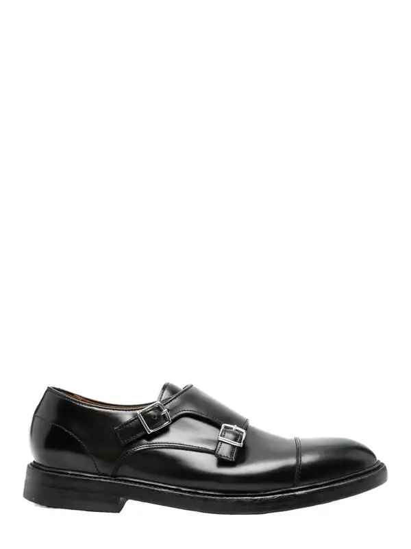 CENERE GB Double-buckle Leather Monk Shoes - Black