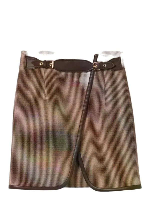 Claudie Pierlot Houndstooth Mini Wrap Skirt - Brown